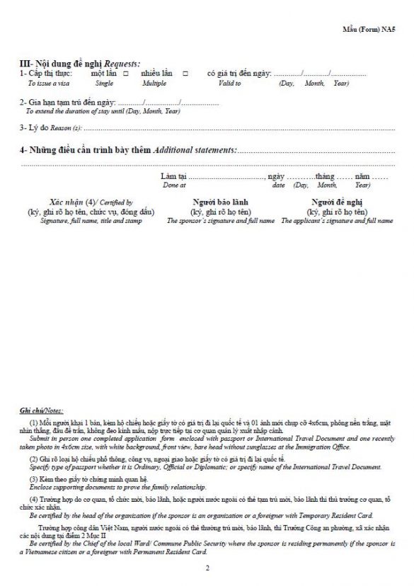 Tải, hướng dẫn điền mẫu NA5 2025 - Mẫu đơn gia hạn thị thực, visa, gia ...